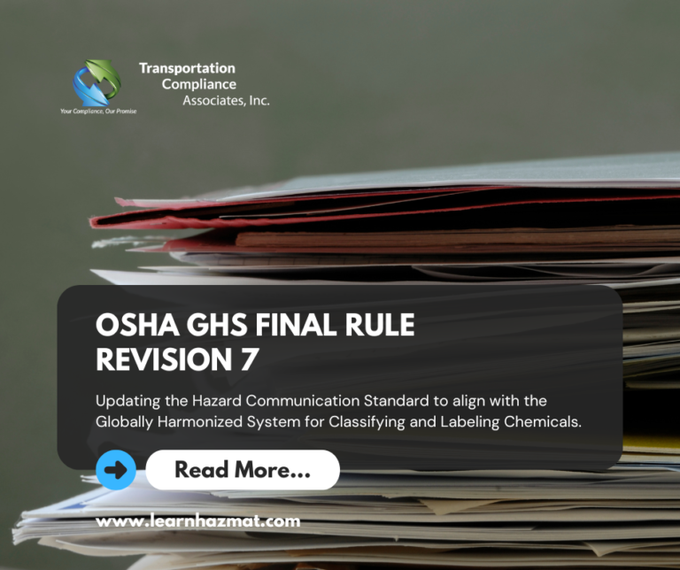 OSHA GHS UPDATE! – Transportation Compliance Associates, Inc